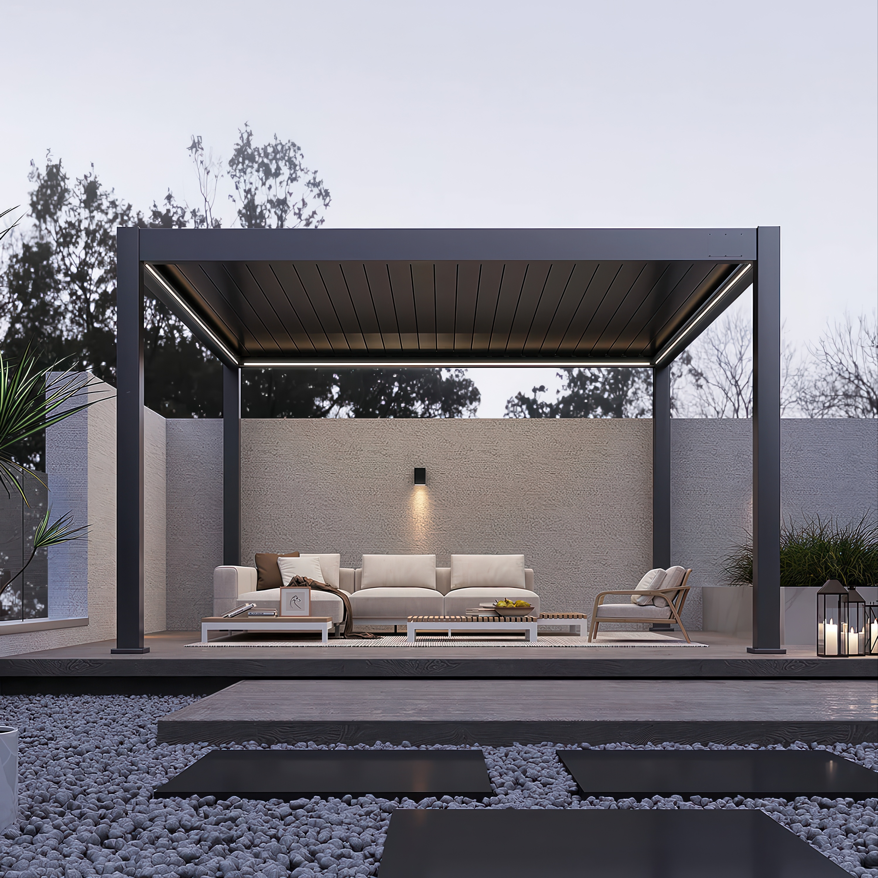 Elektryczna pergola ogrodowa Deluxe PRO 4x4 grfiatowa - Grutroof