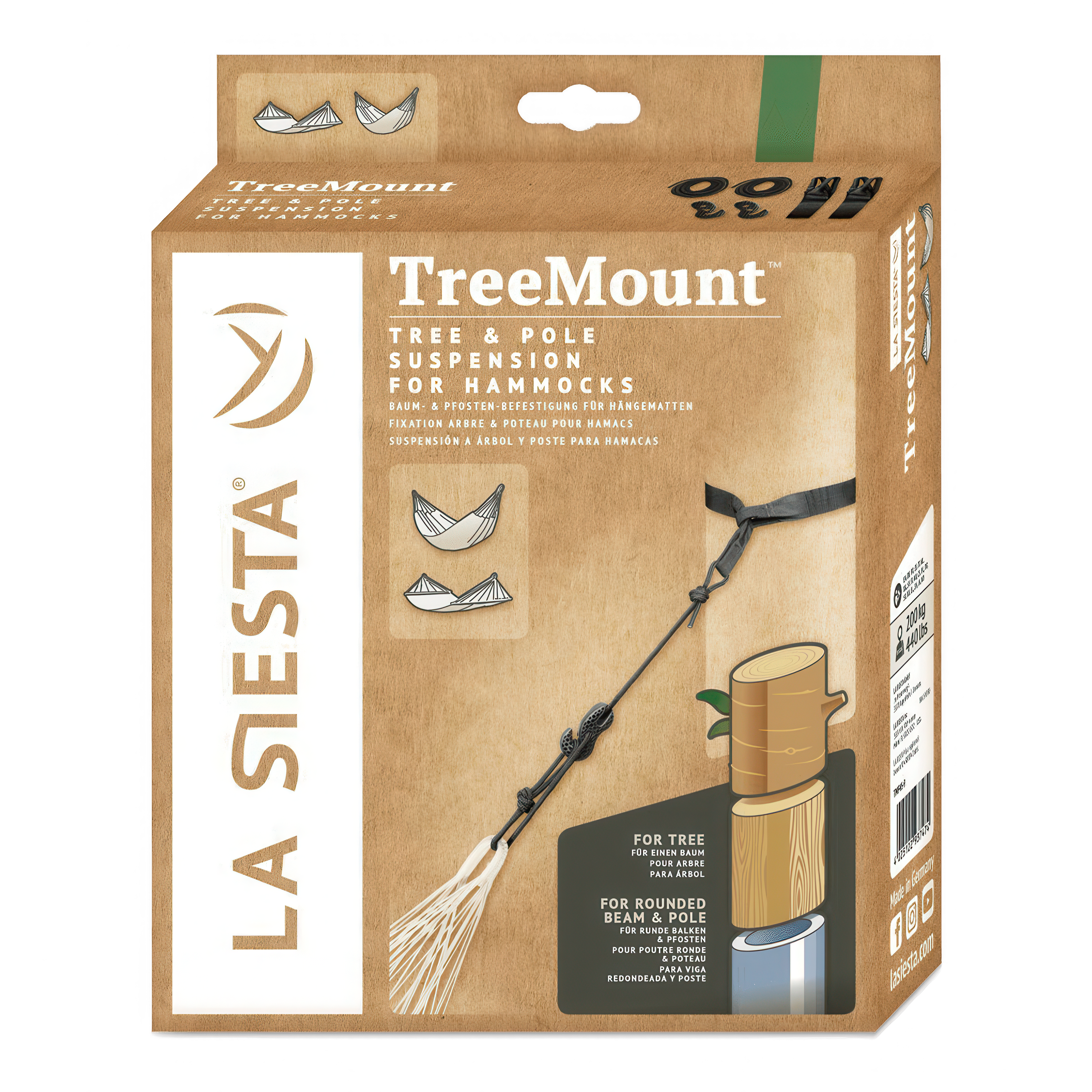 Zestaw montażowy hamaka TreeMount Black - LA Siesta